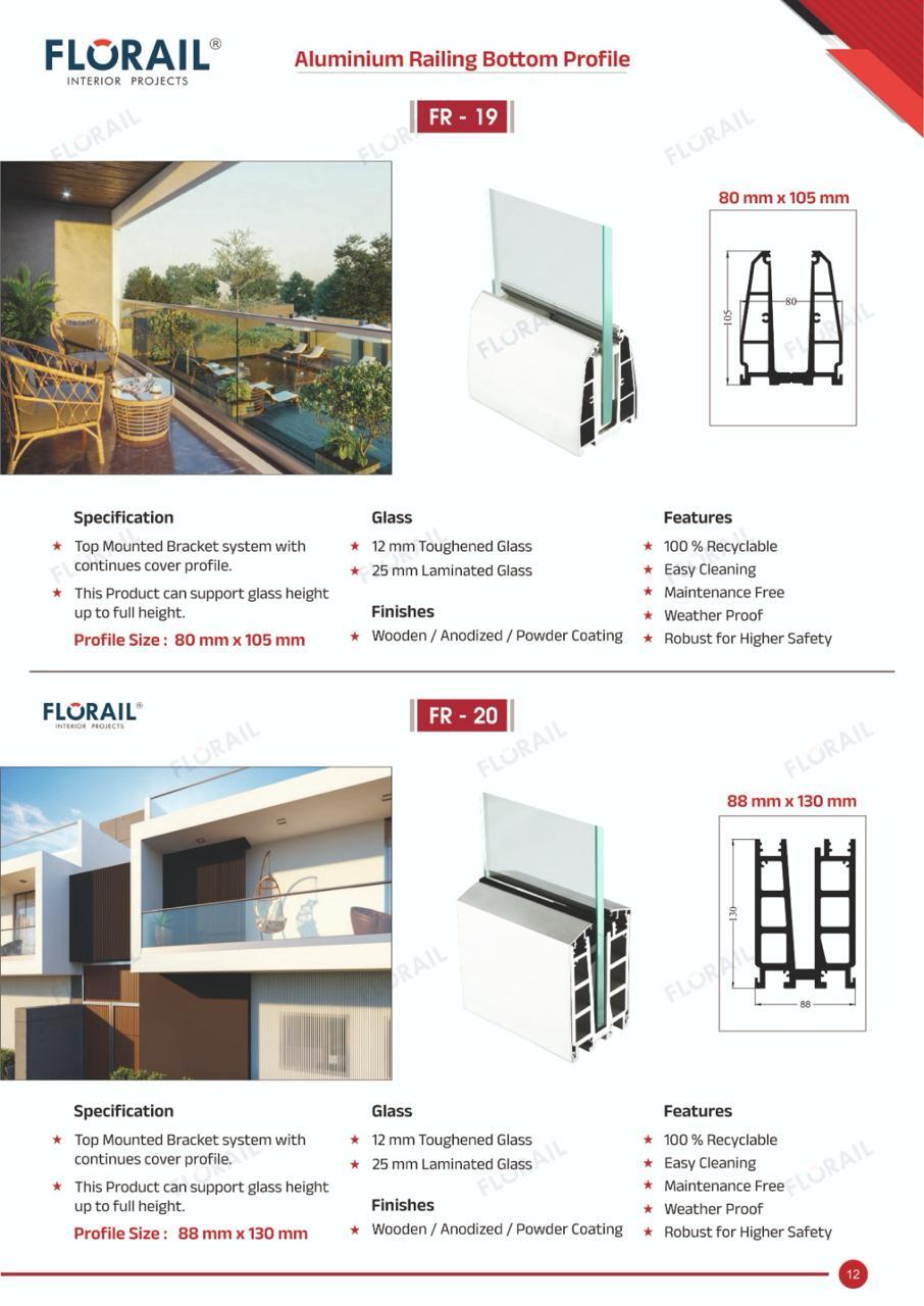 12mm Aluminium Railing Bottom Profile - Color: Any Color at Best Price ...