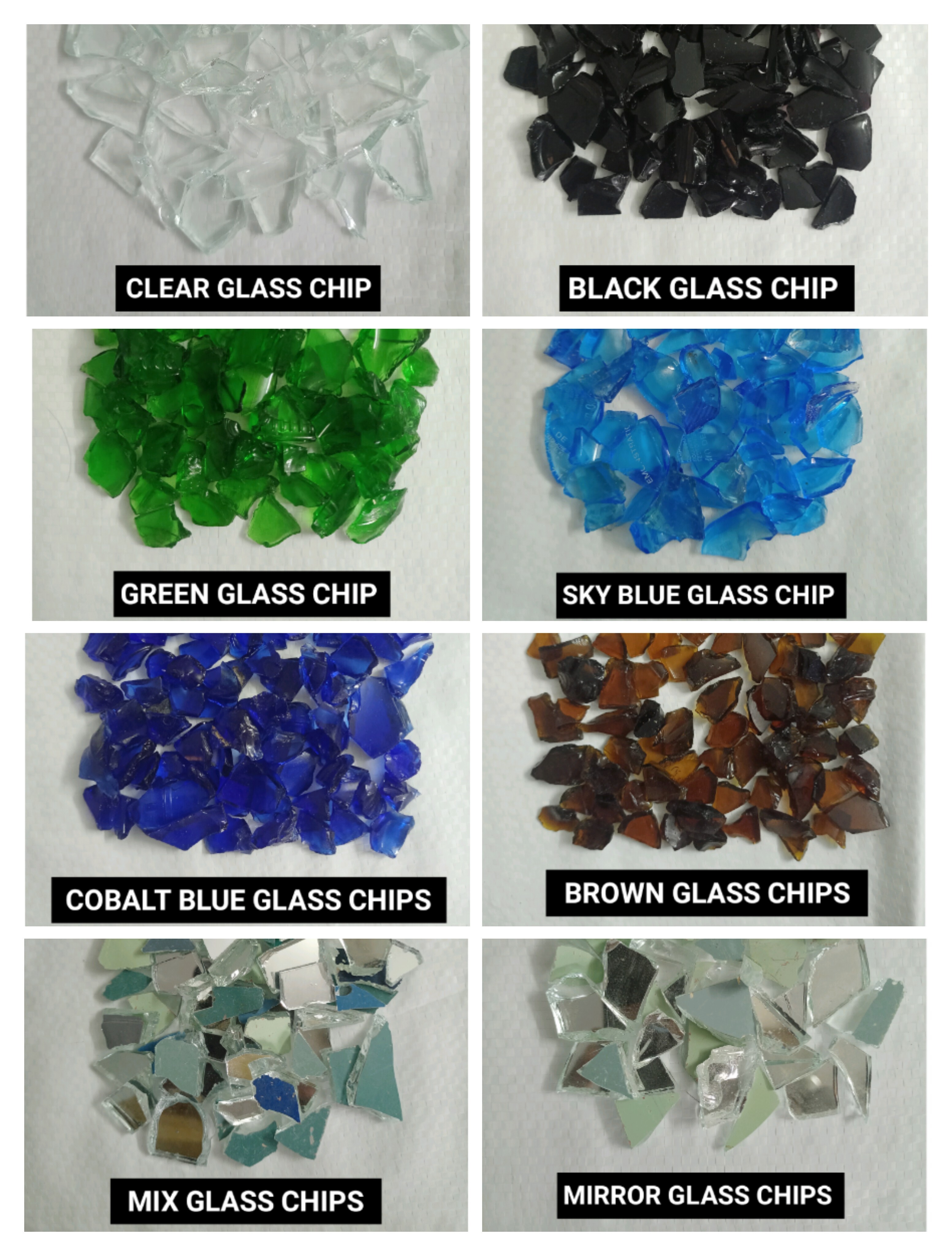 Crushed Color Glass Chips - 1-20mm Sizes, Clear Crystal, Mirror, Sky ...