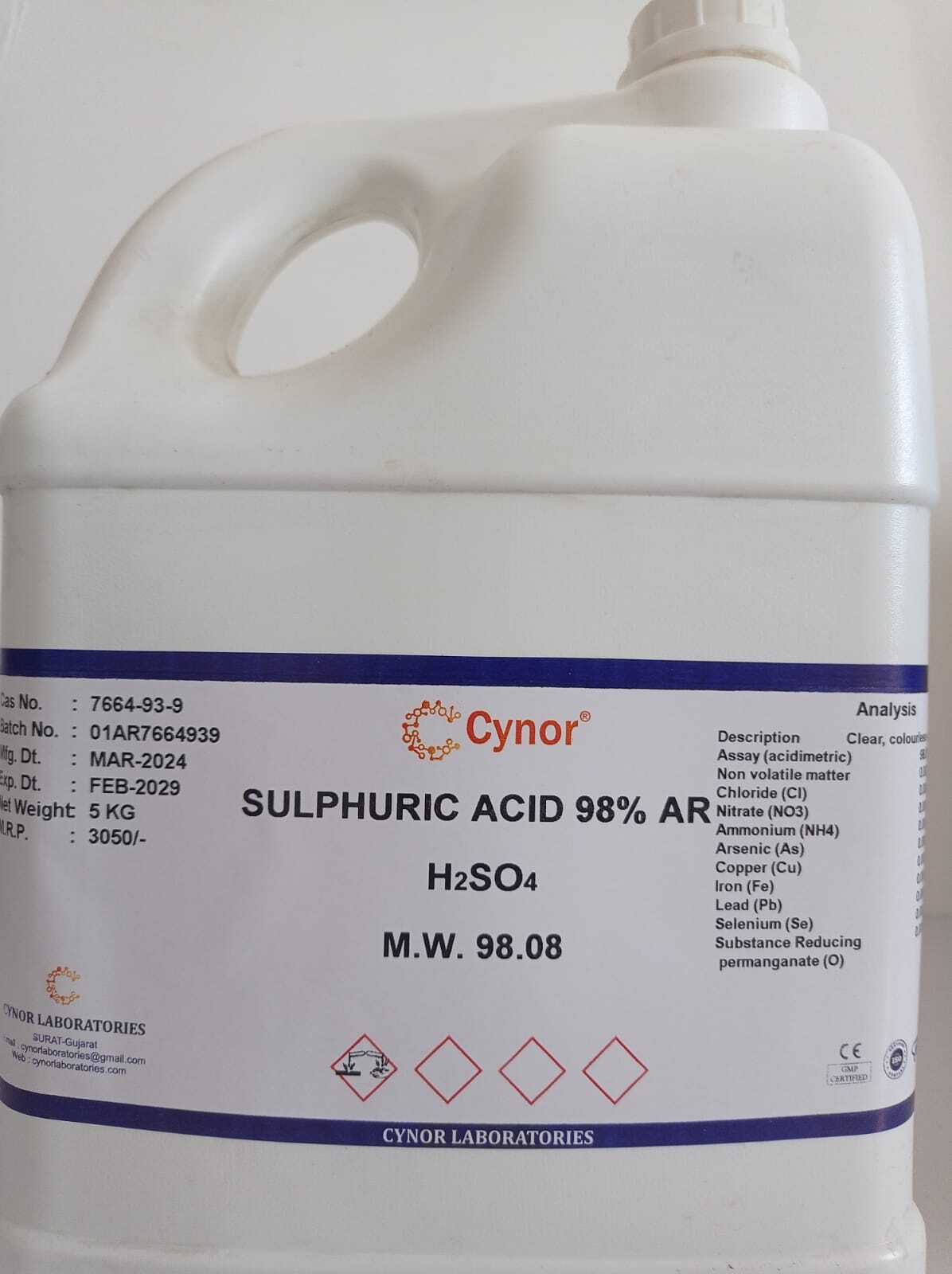 Sulphuric Acid Ar 98% (5 Kg ) at Best Price in Ankleshwar | Cynor ...