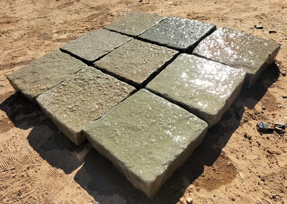 Tandur Yellow Limestone Cobble Pavers - Application: Construction at ...