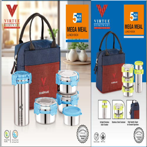 Mega Meal Virtue Homeware Stainless Steel Lunch Box Pack at 649.00 INR ...