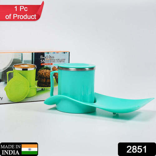 Snacks Tray & Inside Steel Cup 350ml Break Time Tray - Plastic ...
