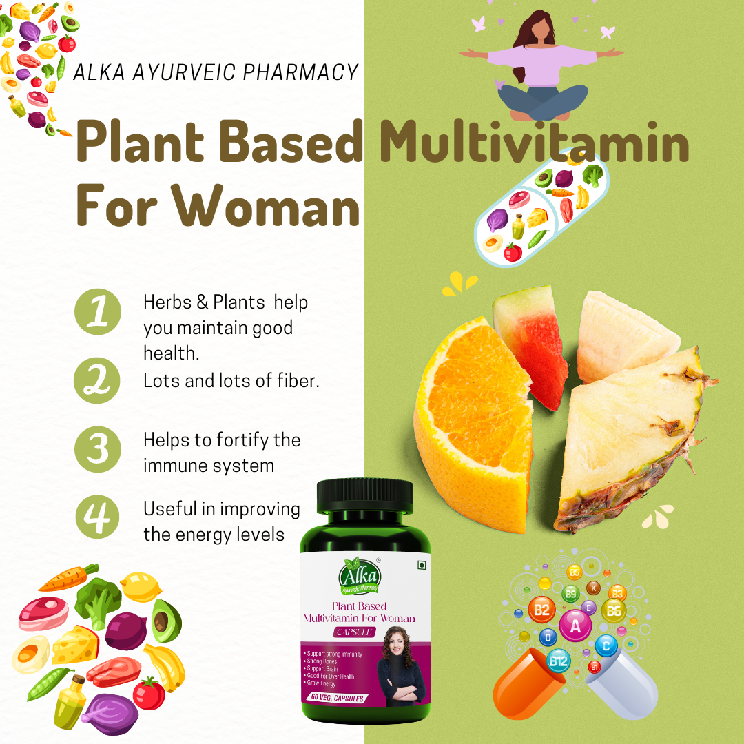 Plant Based Multivitamin Veg Capsules For Woman Ingredients: Shatavari ...