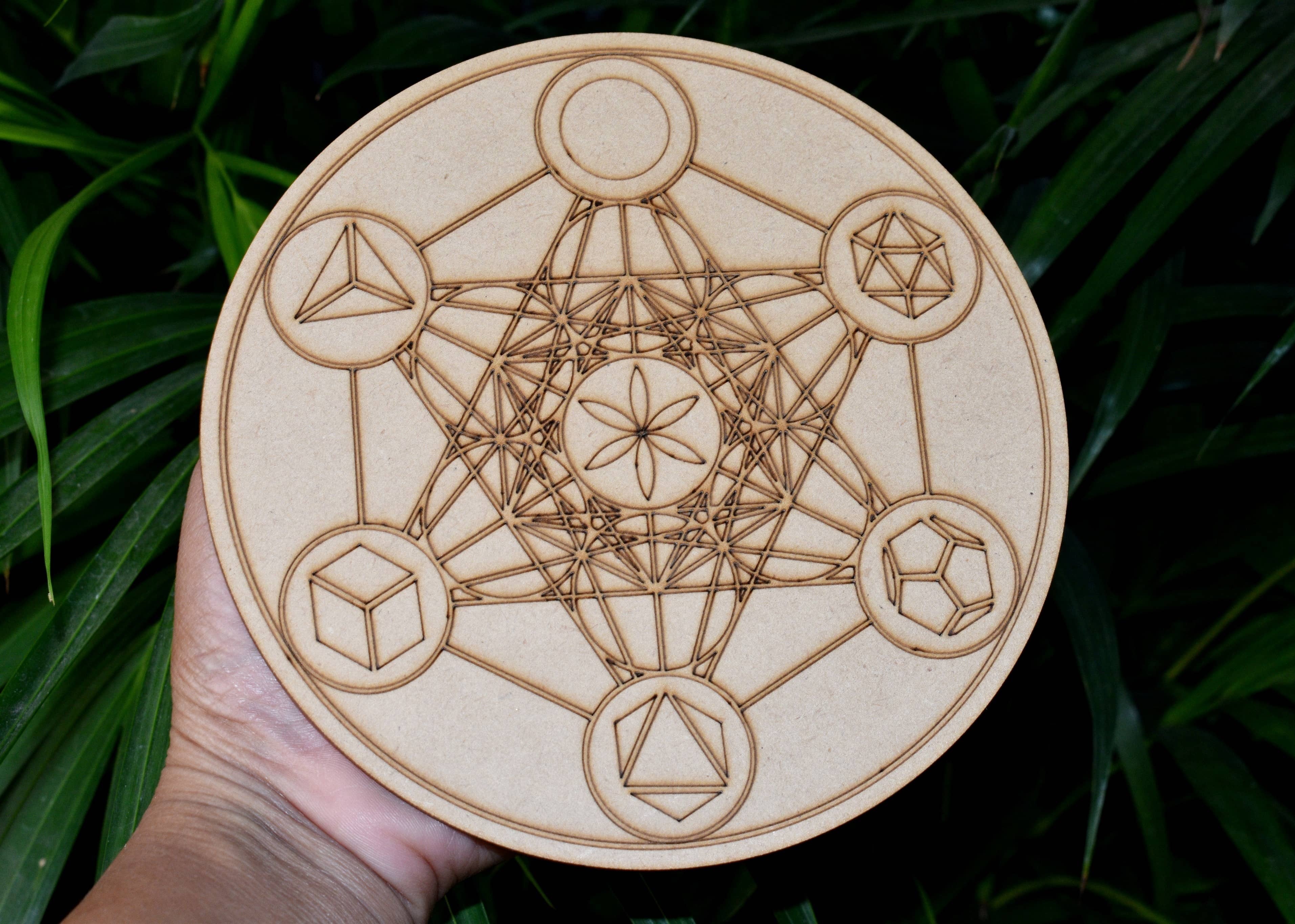 Geometric Set Crystal Grid Board, Wooden Crystal Recharging Plates at ...