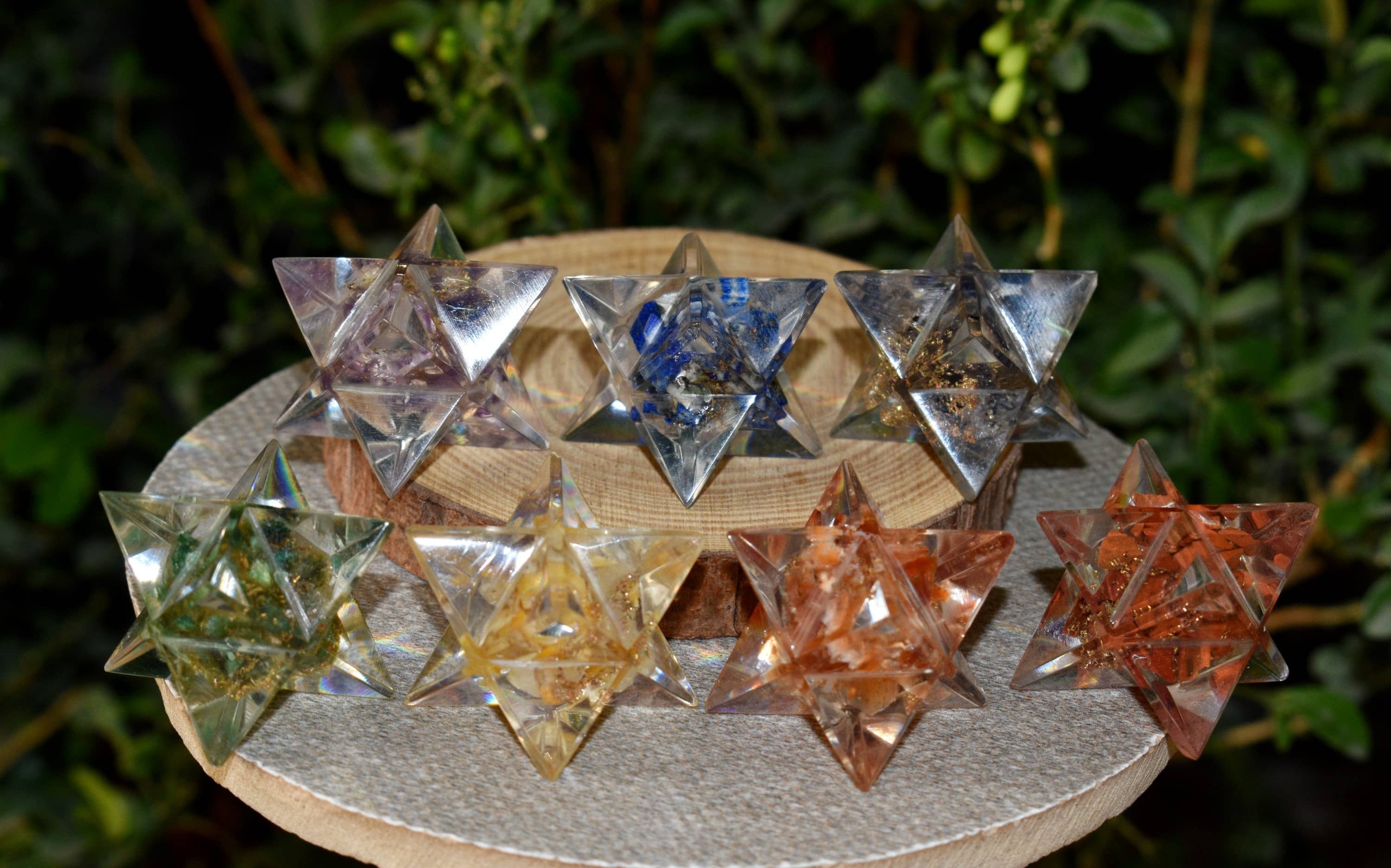 7 Chakra Stones Orgone Merkaba Set, 7 Chakras Crystals Gift Set - Color ...