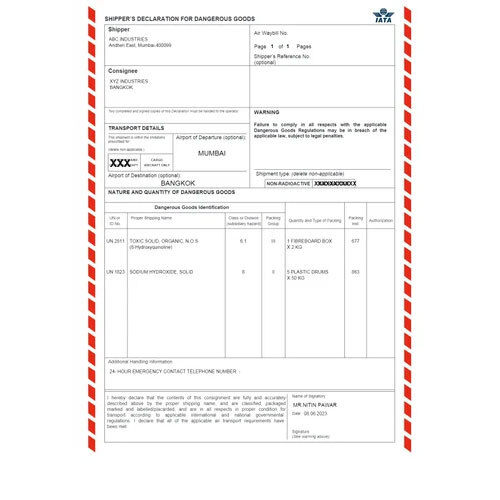 Shipper''s Declaration - Dgd Warranty: 1 Year at Best Price in Mumbai ...