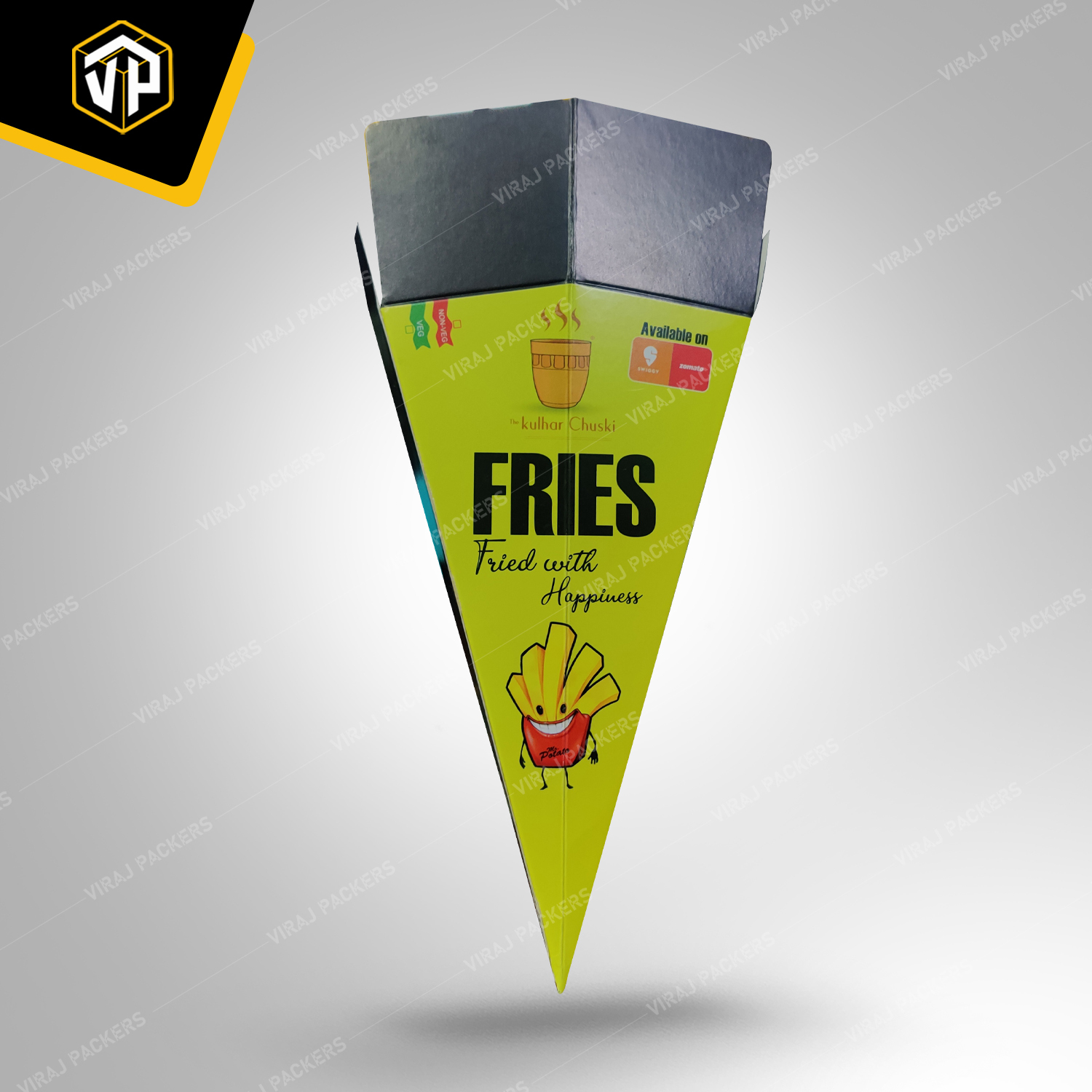 French Fries Cone / Paper Food Cone Packaging For French Fries Takeaway ...