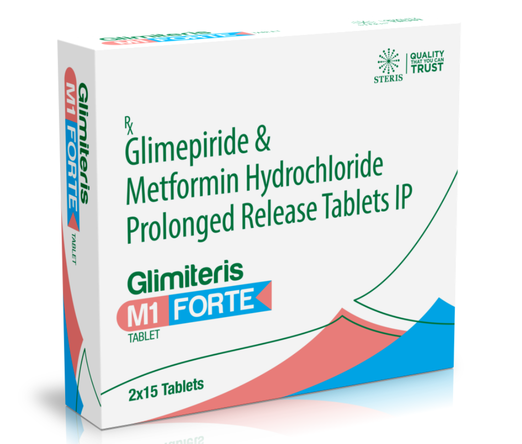 Glimiteris M1 Forte - Glimepiride (1mg) & Metformin Sr (1000mg) Tablets ...